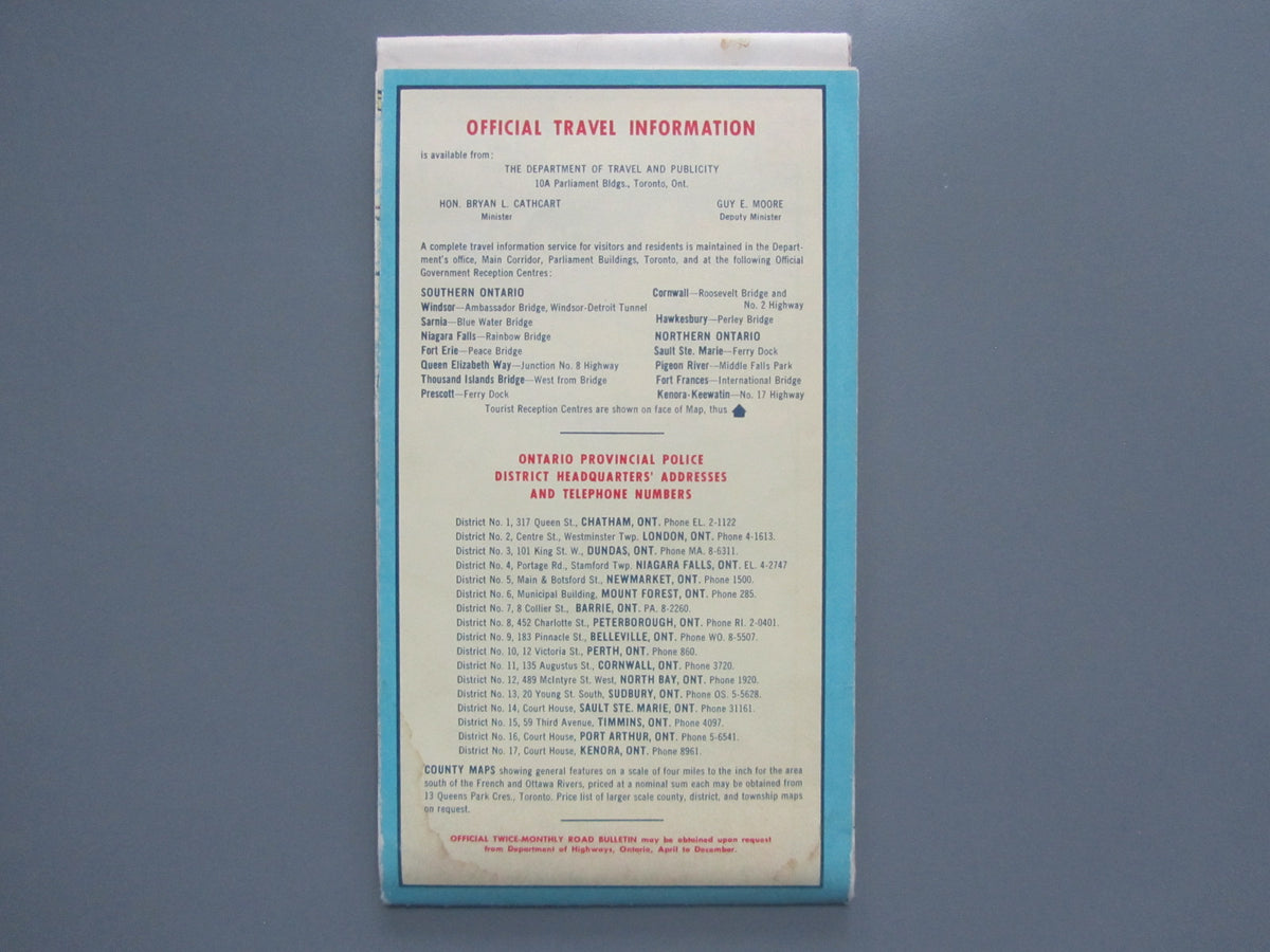 1958 Ontario Official Government Road Map – YOMplates