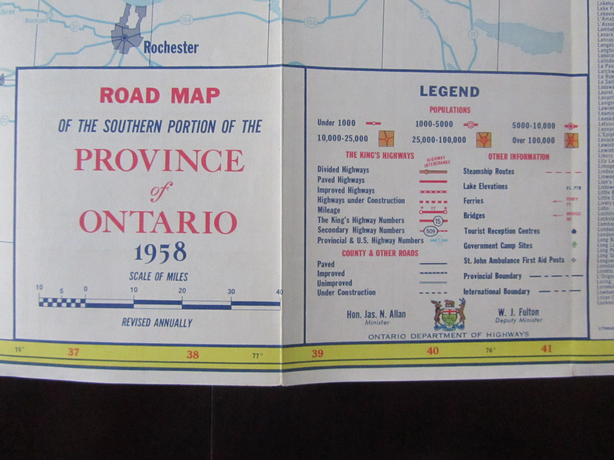 1958 Ontario Official Government Road Map – YOMplates